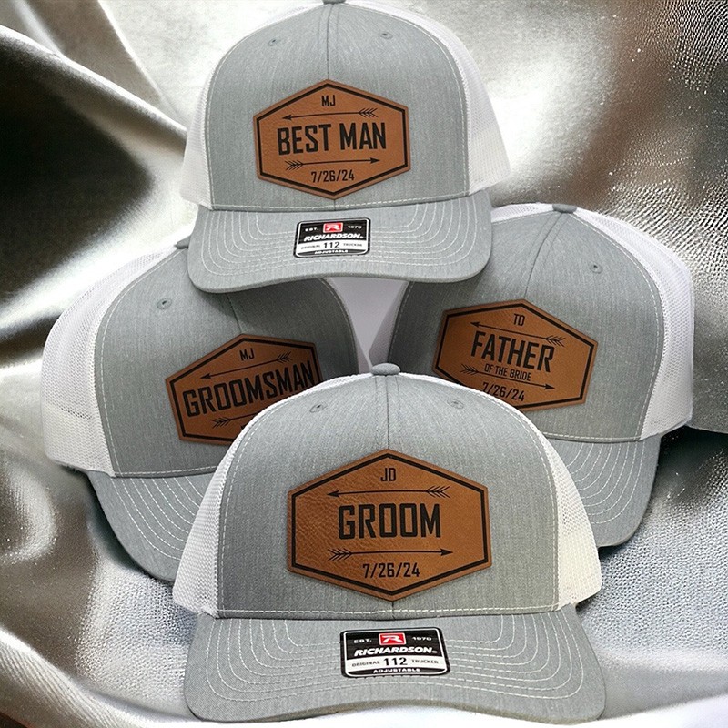 Personalized Groom Best man Hat Initials Wedding Date Hats Wedding ...